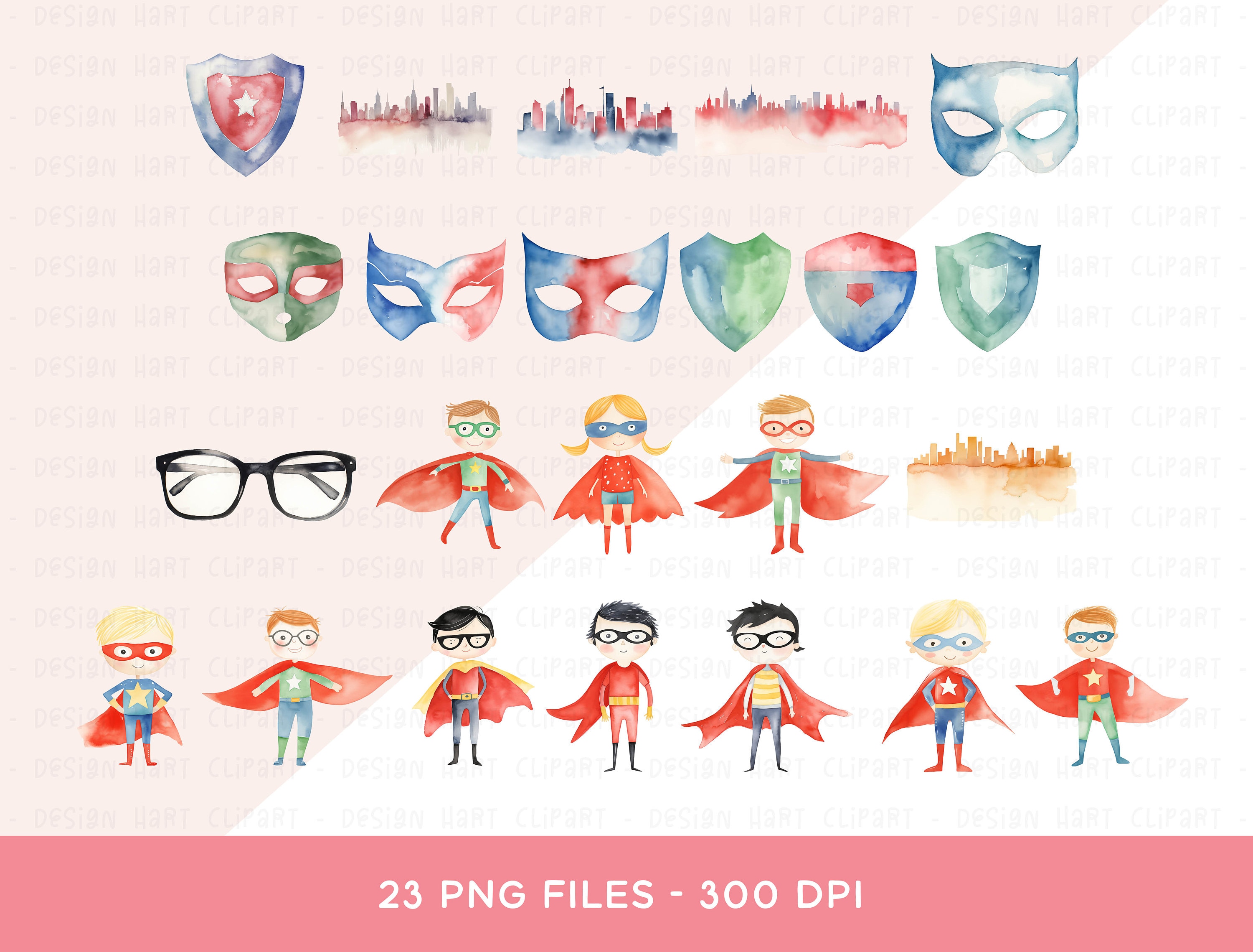 Superhero Clipart Bundle, Watercolor Superheroes PNG Sublimation ...