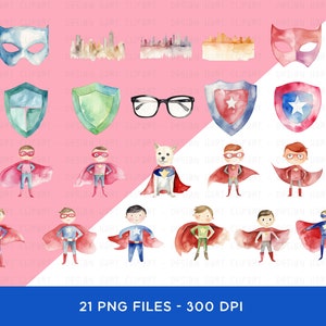 Superhero Clipart Bundle, Watercolor Superheroes PNG Sublimation ...