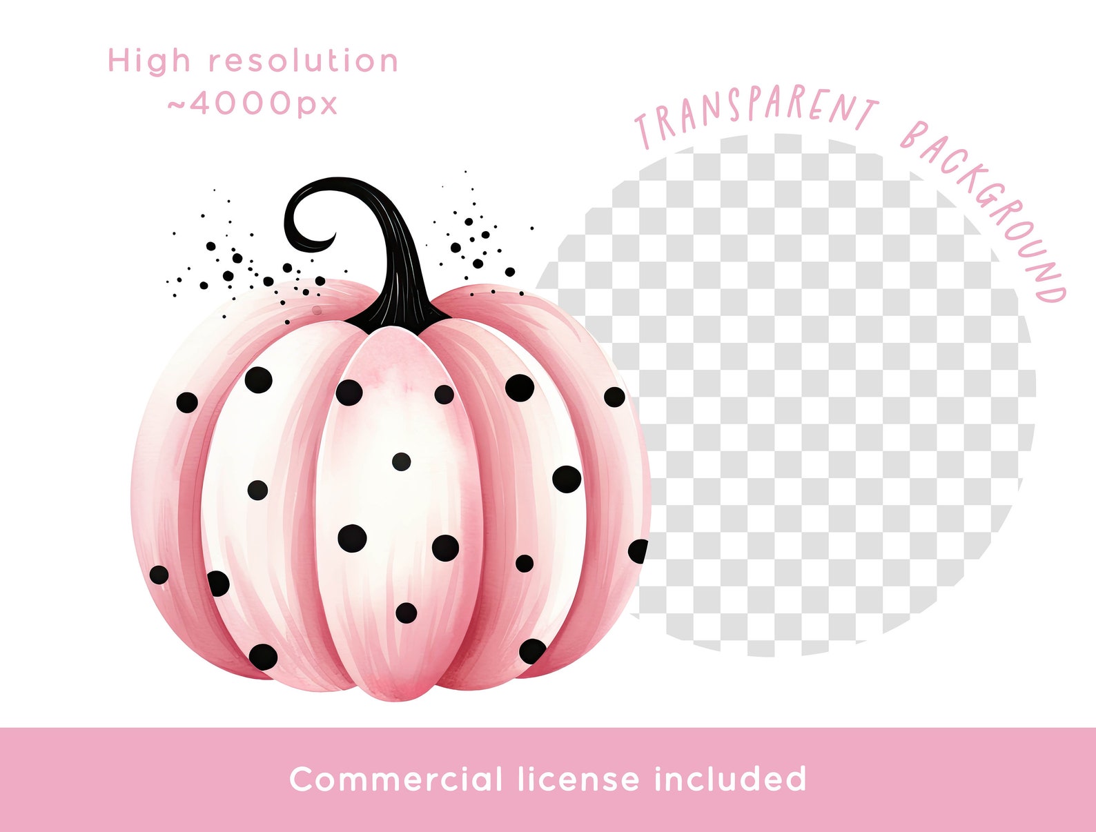 Halloween Pumpkin Clipart Bundle, Pink & Black Pumpkins PNG Digital ...