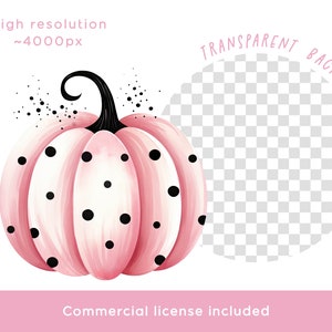 Halloween Pumpkin Clipart Bundle, Pink & Black Pumpkins PNG Digital ...