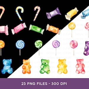 Candy Clipart Bundle, Watercolor Sweets Lollies Lollipop PNG Clip Art ...