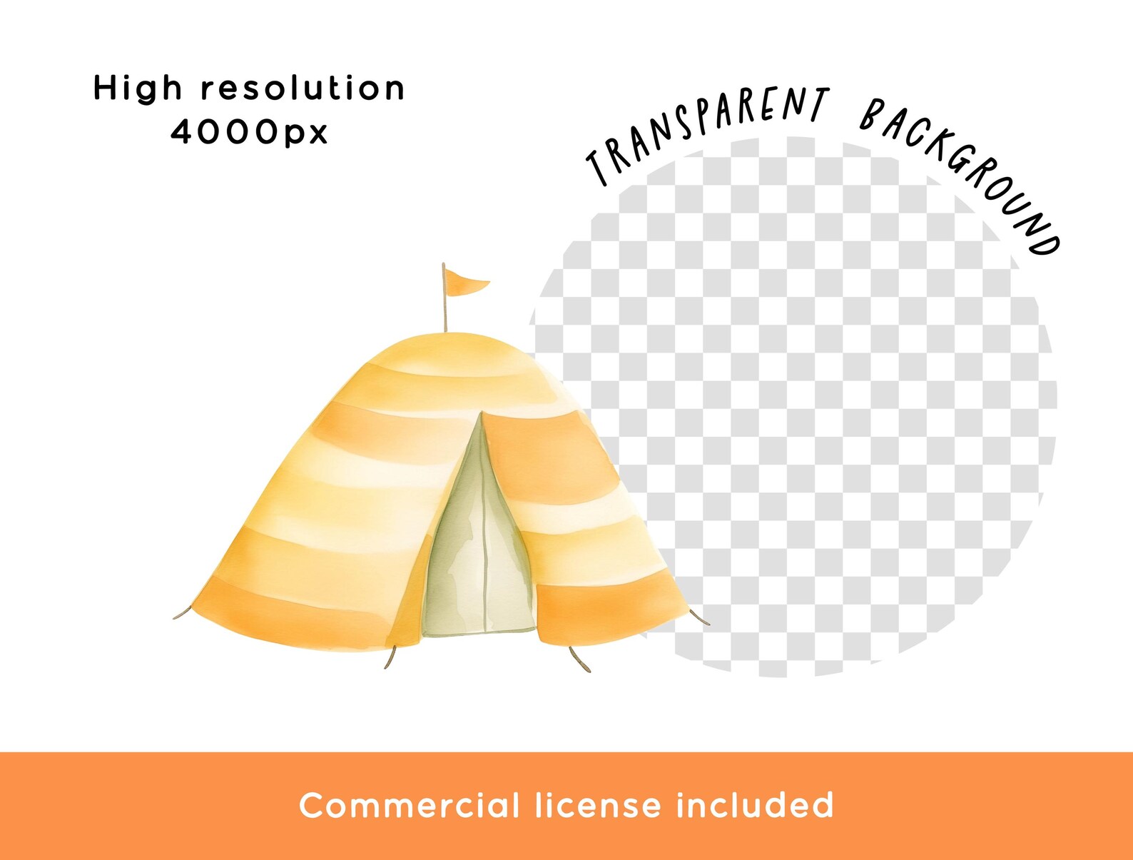 Tents Clipart Bundle, PNG Graphics Digital Download Watercolor Camping ...
