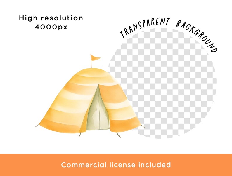 Tents Clipart Bundle, PNG Graphics Digital Download Watercolor Camping ...