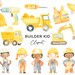 Builder Clipart Bundle, Construction Vehicles PNG Watercolor Digger ...