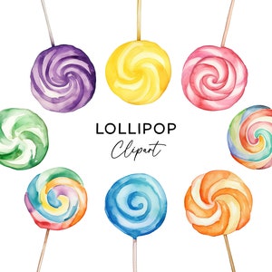 Lollipop Clipart Bundle, Watercolor Sweets Lollies Candy PNG Clip Art ...