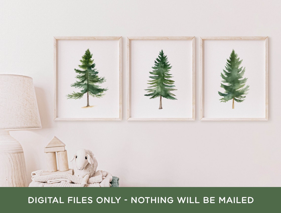 Pine Tree Clipart Bundle, Watercolor Christmas Trees Winter Forest ...