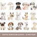 Cute Dog Clipart Bundle, Watercolor Puppy Breeds Poodle Bulldog Pug PNG ...
