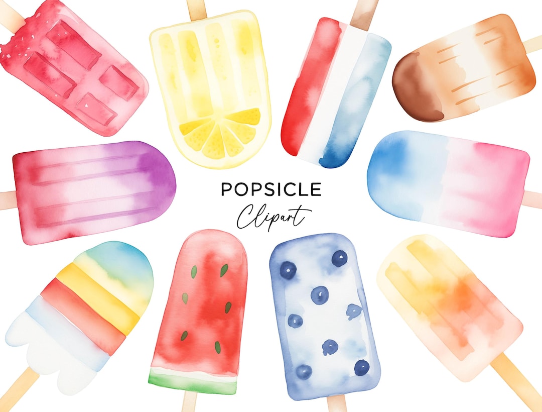 Popsicle Clipart Bundle, Rainbow Icy Poles PNG Commercial Use Colorful ...