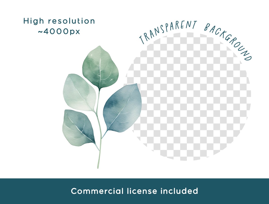 Leaf Clipart - Watercolor Greenery Branch Sprig PNG for Wedding ...