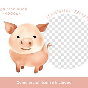 Farm Animals Clipart Bundle - Watercolor Barnyard Tractor Pig Duck ...