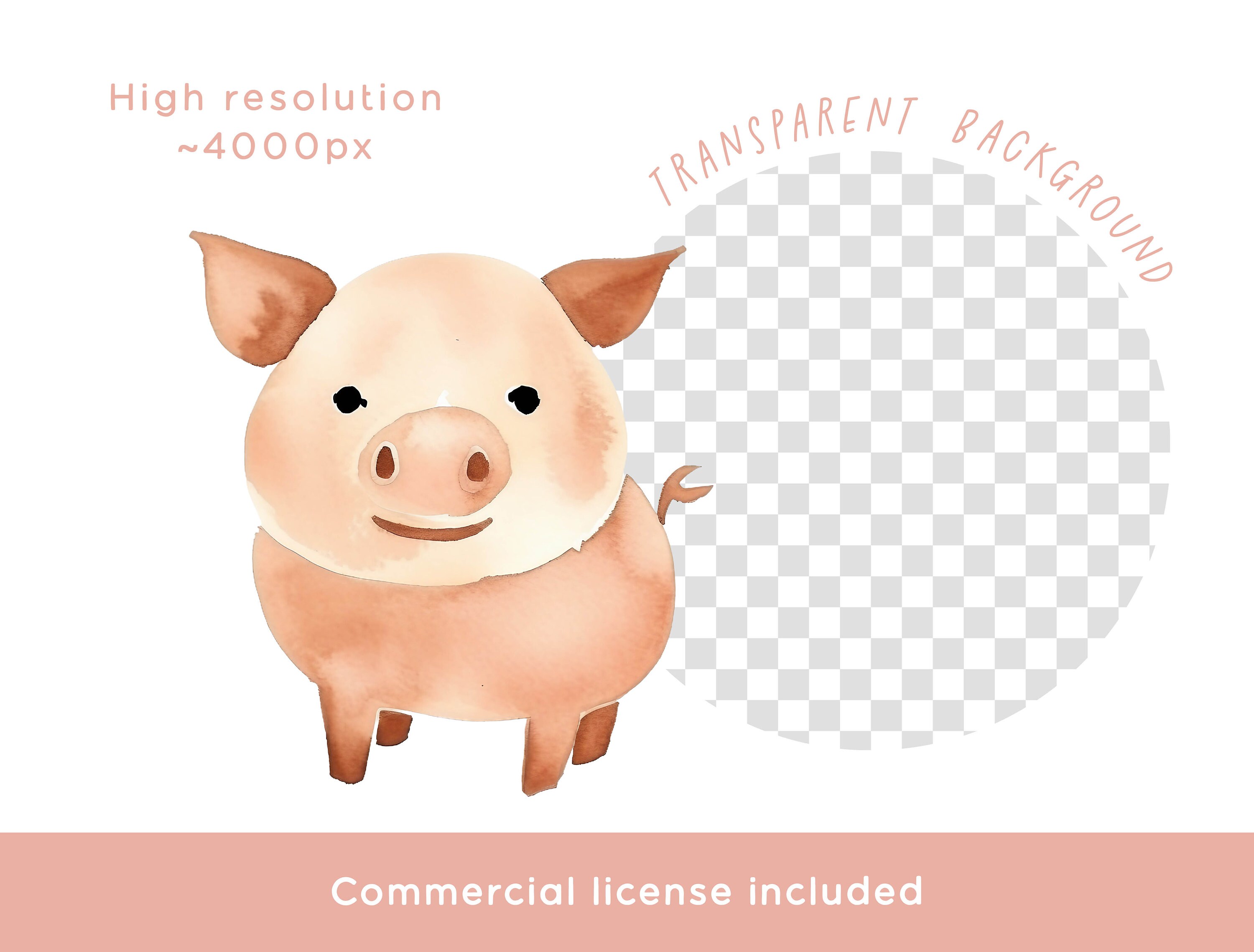 Farm Animals Clipart Bundle Watercolor Barnyard Tractor Pig Duck Horse ...