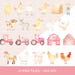 Farm Animal Clipart Bundle, Watercolor Pink Barnyard Pig Cow Horse ...