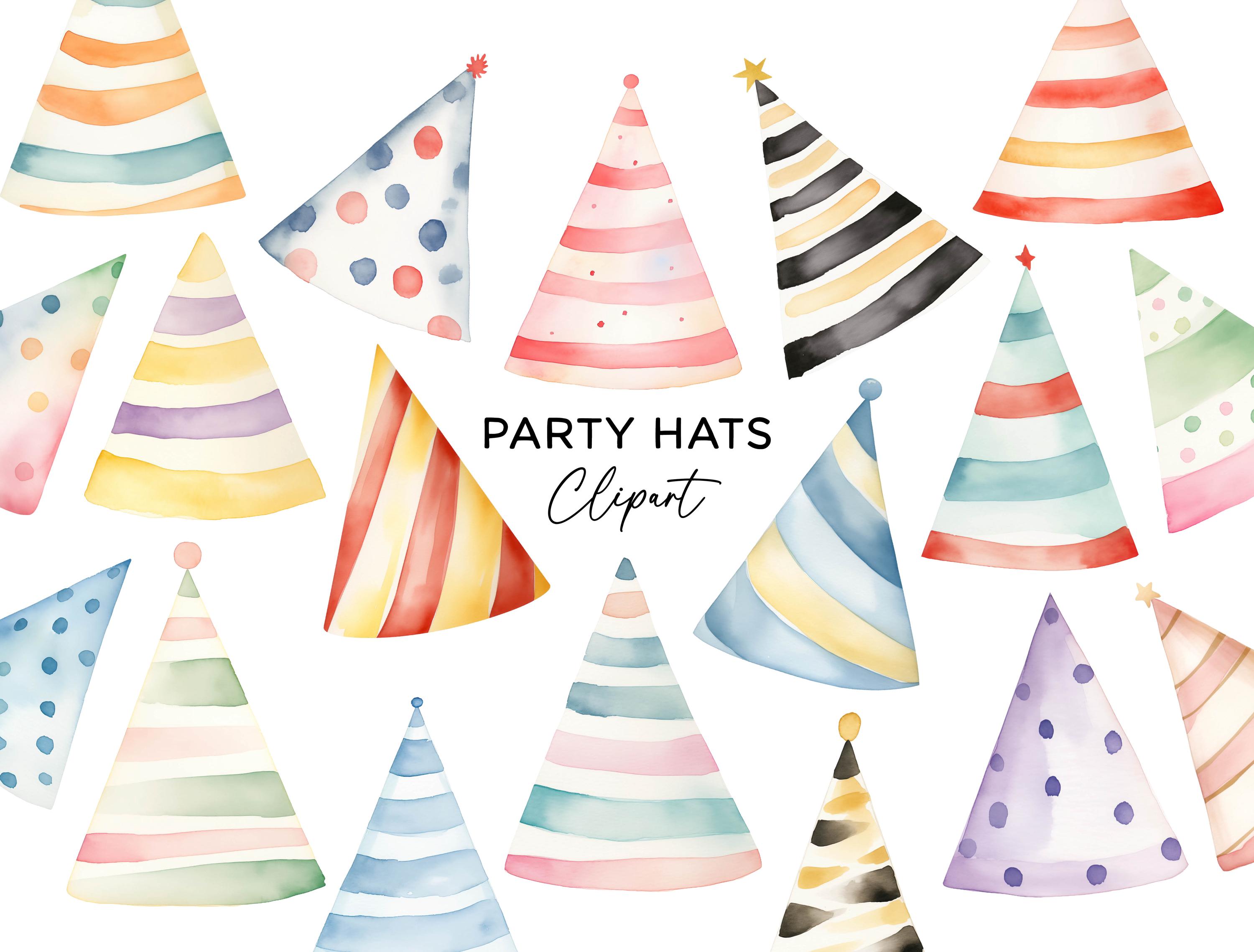 Party Hats Clipart Bundle, PNG Graphics Digital Download Watercolor ...