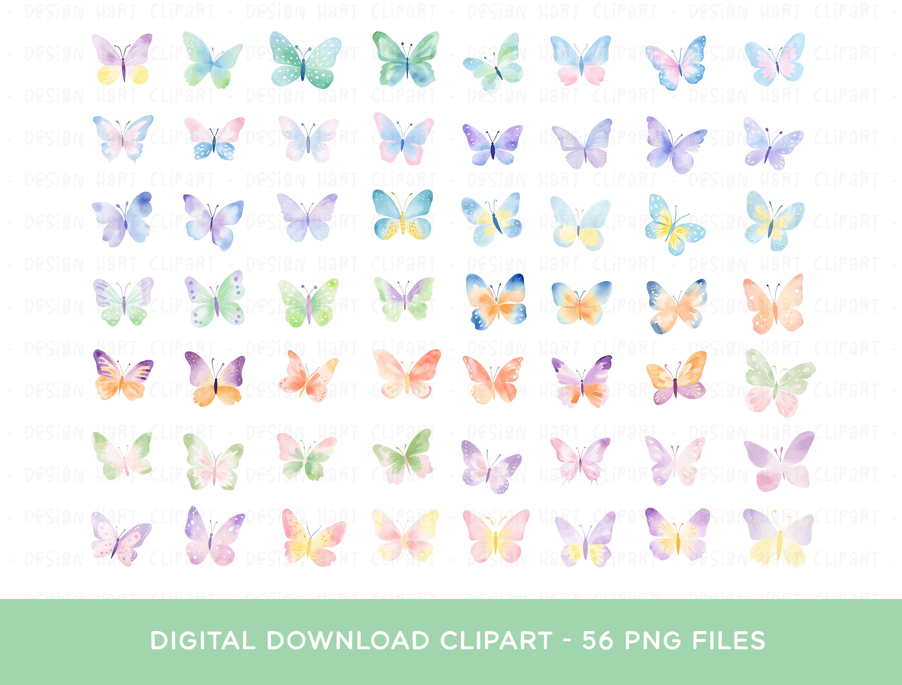 Butterfly Clipart Bundle - Watercolor Pastel Hand Painted PNG ...