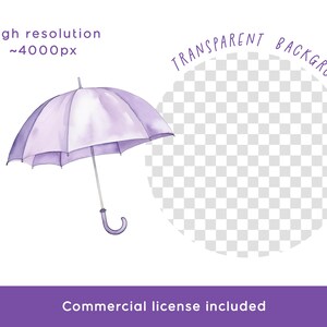 Umbrellas Clipart Bundle, Watercolor Brollies Rain Winter Graphics PNG ...