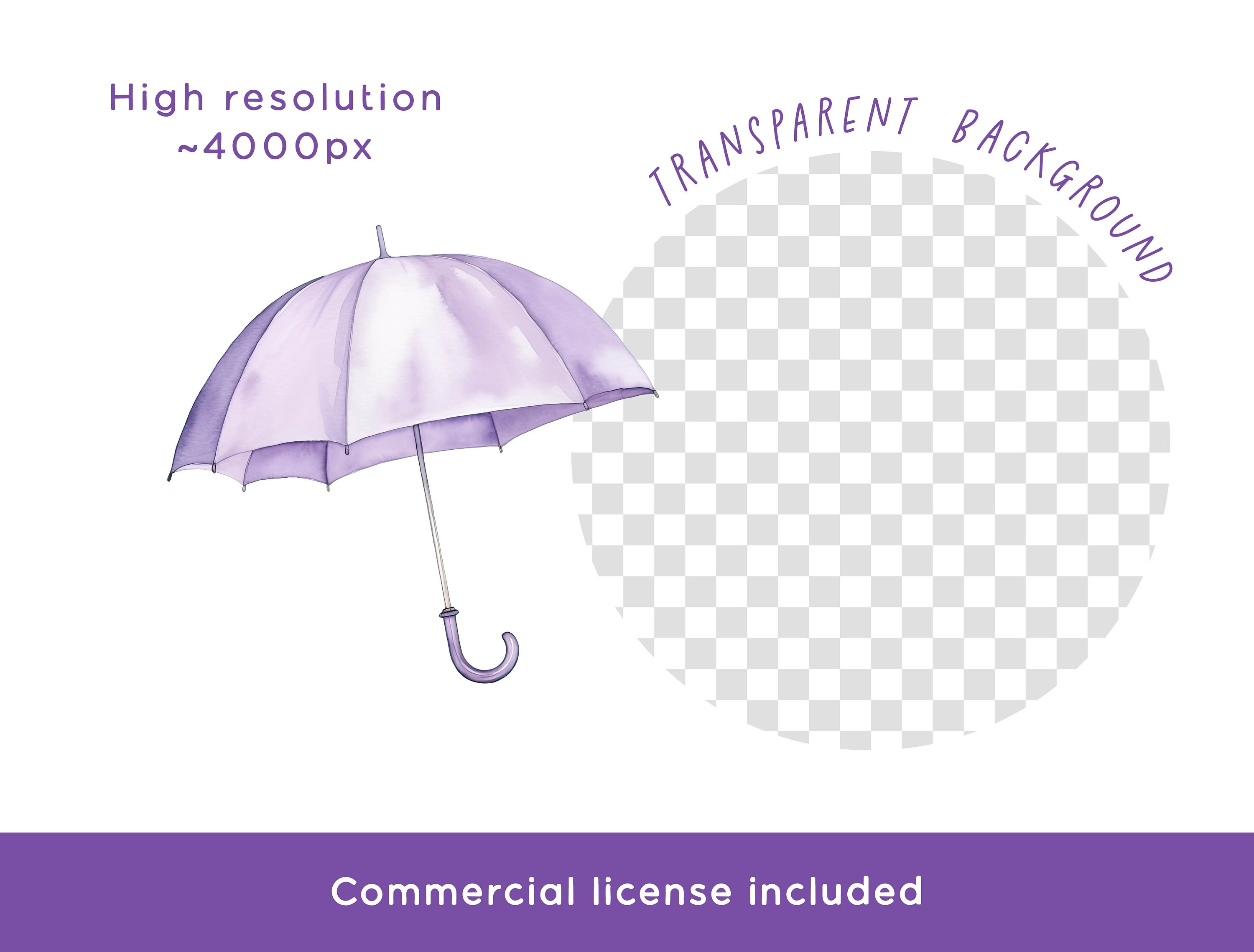 Umbrellas Clipart Bundle, Watercolor Brollies Rain Winter Graphics PNG ...