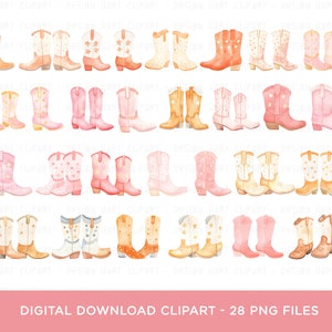 Cowboy Boots Clipart Bundle, Cowboy Cowgirl Boots Rodeo Wild West PNG ...