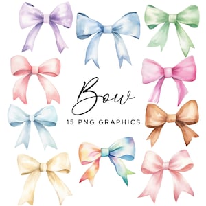Bow Clipart Bundle - Colorful Watercolor Pastel Rainbow Hand Painted ...