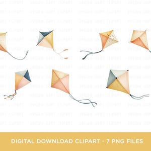 Watercolor Kite Clipart Bundle, PNG Graphics Digital Download ...