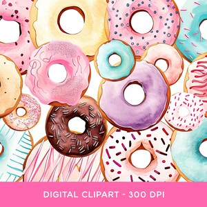 Watercolor Donuts Clipart Bundle, PNG Graphics Digital Download ...