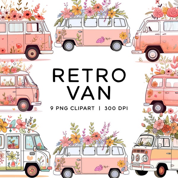 Hippie Van Clipart - Etsy