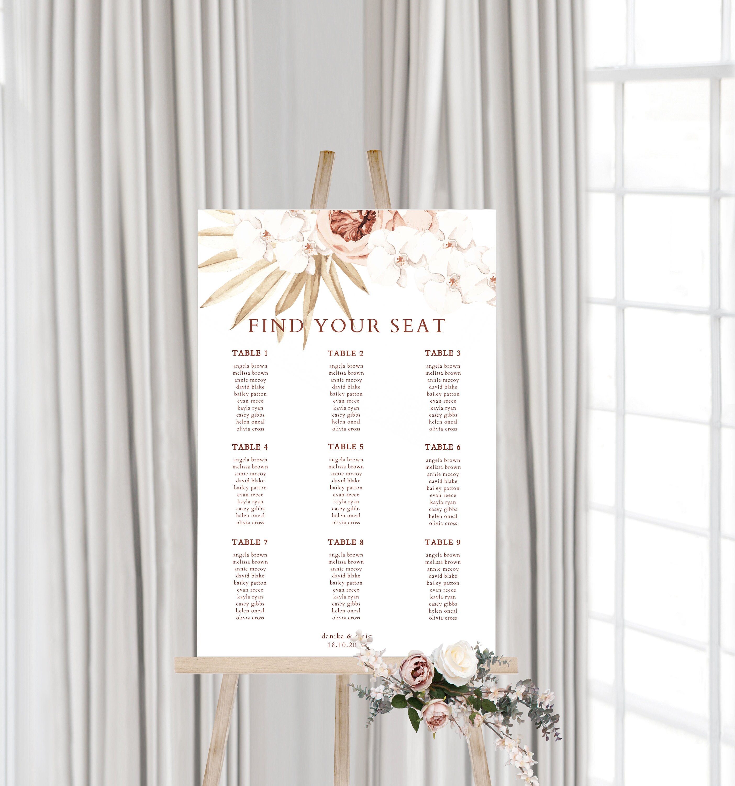 Printable Editable Seating Plan Wedding Table Seating Poster 24x36 Seat ...