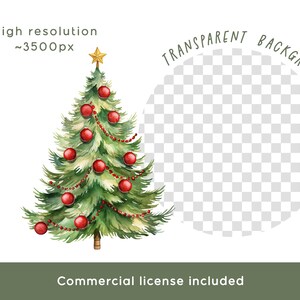 Christmas Tree Clipart Bundle - Watercolor Green Xmas Trees PNG Files ...