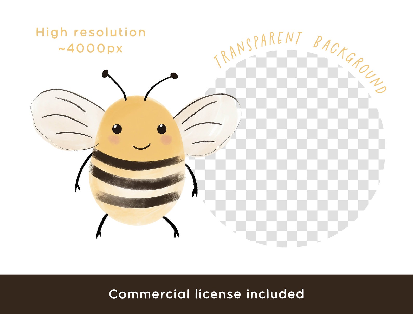 Bumble Bee Clipart Bundle Set, Watercolor Pastel Boho Bee PNG Graphics ...