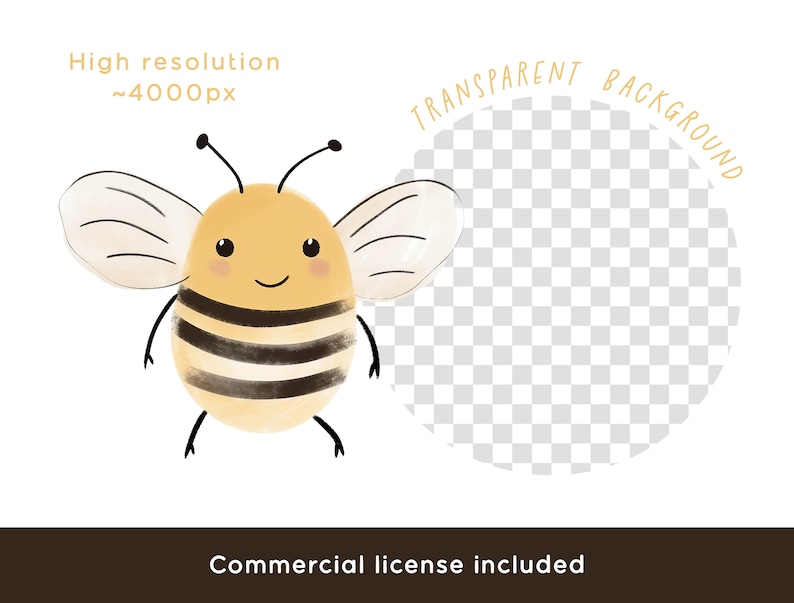 Bumble Bee Clipart Bundle Set, Watercolor Pastel Boho Bee PNG Graphics ...