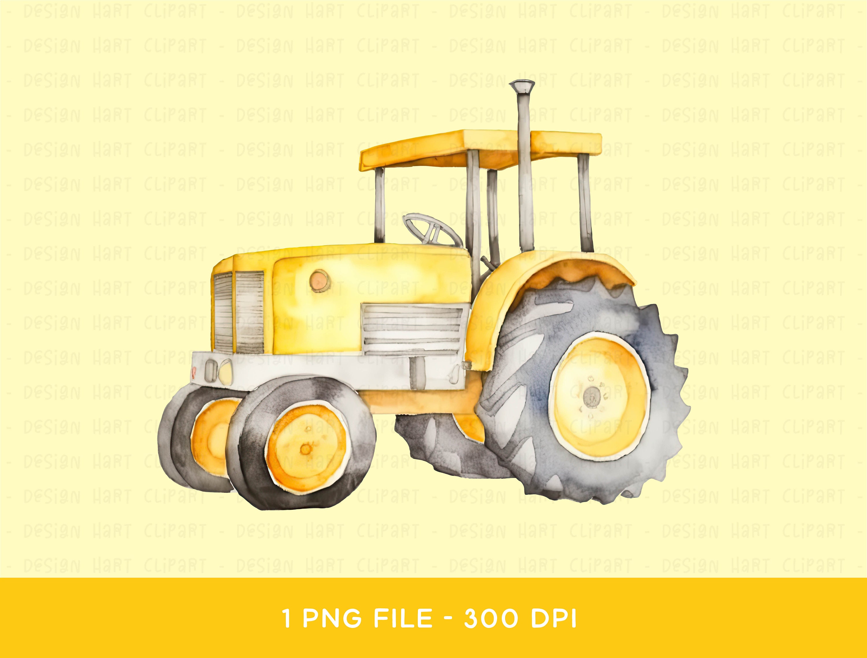 Watercolor Tractor Clipart, Construction Vehicle PNG Digital Download ...