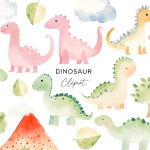 Dinosaur Clipart Bundle - Watercolor Jurassic Prehistoric Cute PNG ...