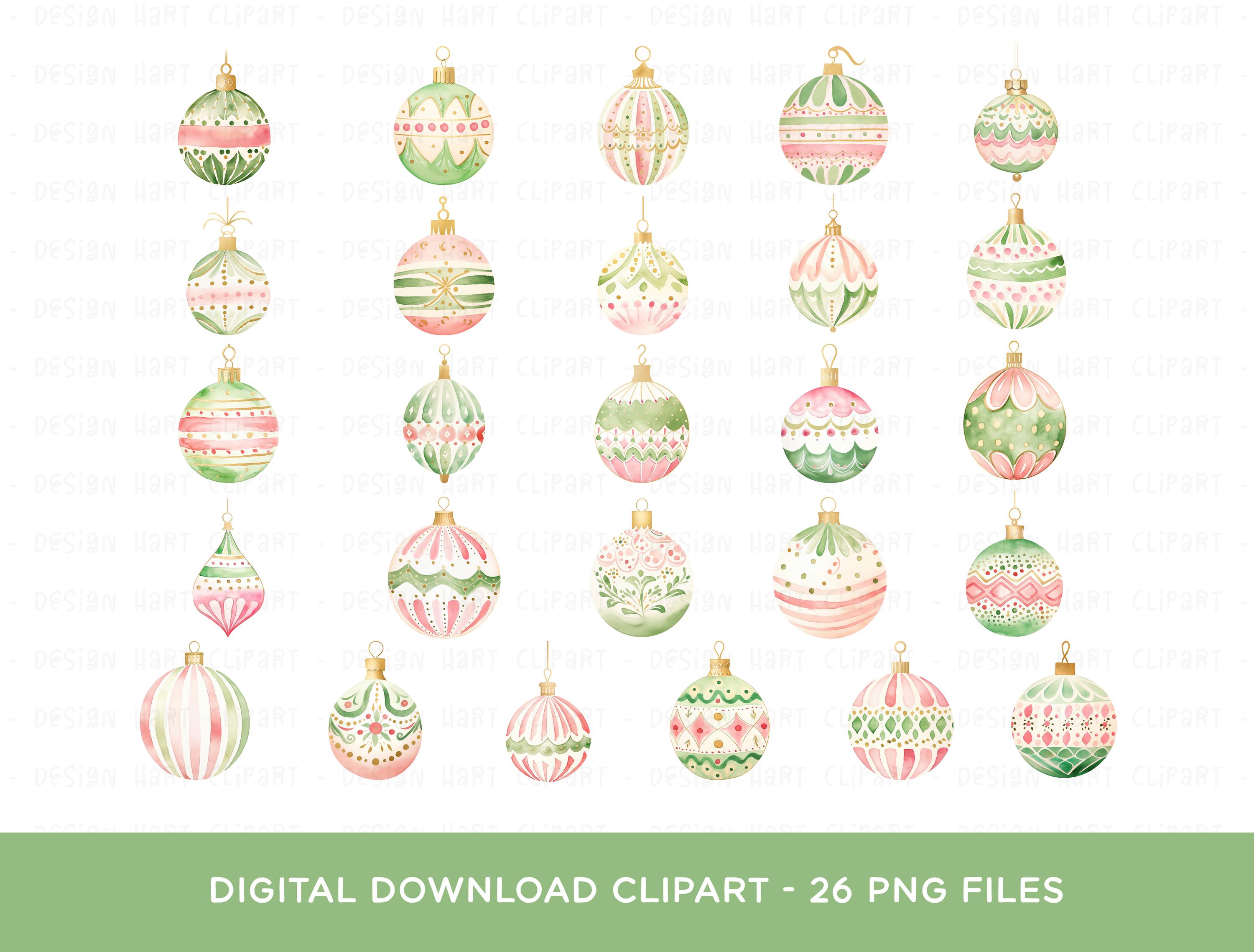 Christmas Baubles Clipart Bundle, PNG Graphics Digital Download ...