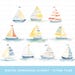 Sailboat Clipart Bundle Set, Watercolor Colorful Kids Sailing Boats ...
