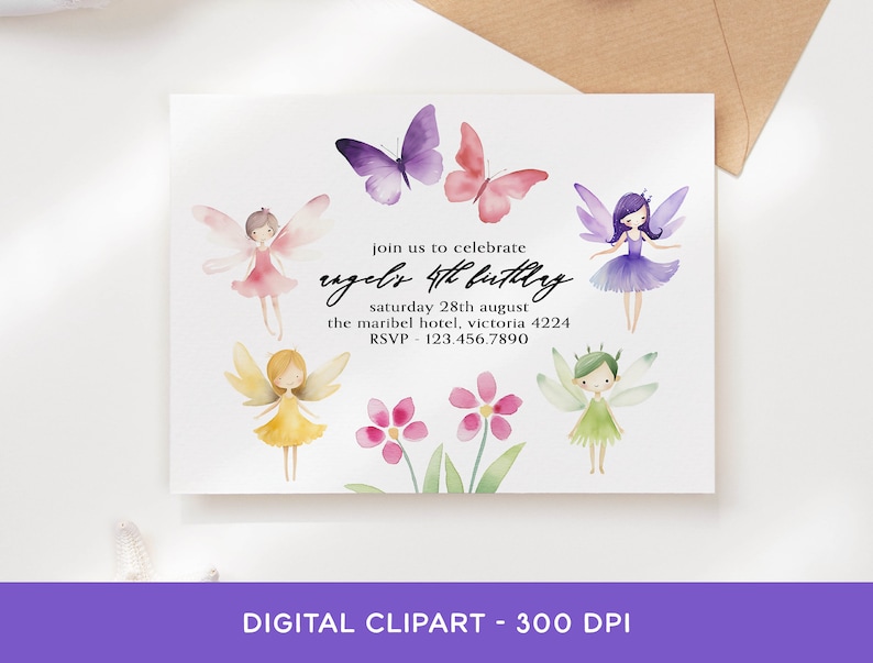 Fairy Clipart Bundle, Watercolor Colorful Magical PNG Graphics Digital ...
