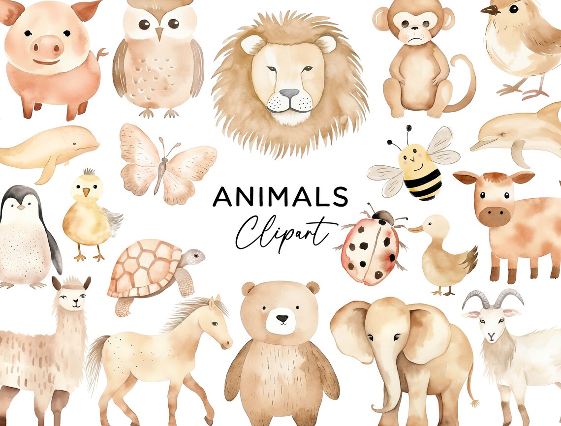 Boho Animal Clipart Bundle Set, PNG Sublimation Graphics Digital ...