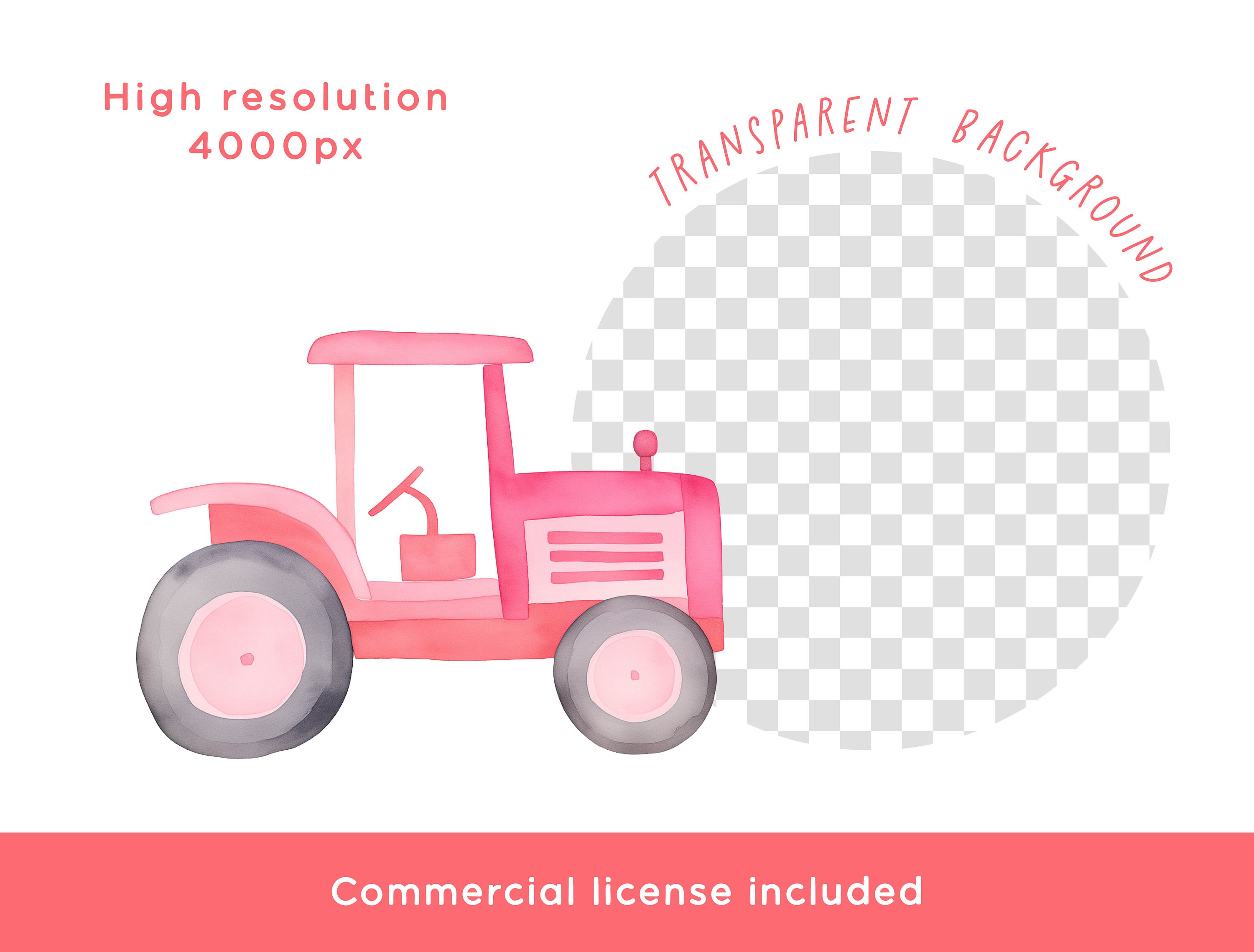 Construction Vehicle Clipart Bundle, Pink PNG Digital Download Builder ...