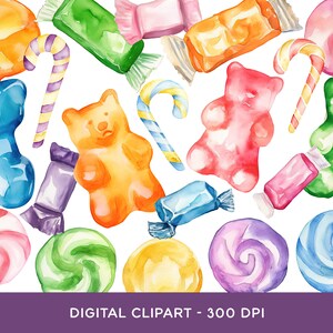 Candy Clipart Bundle, Watercolor Sweets Lollies Lollipop PNG Clip Art ...