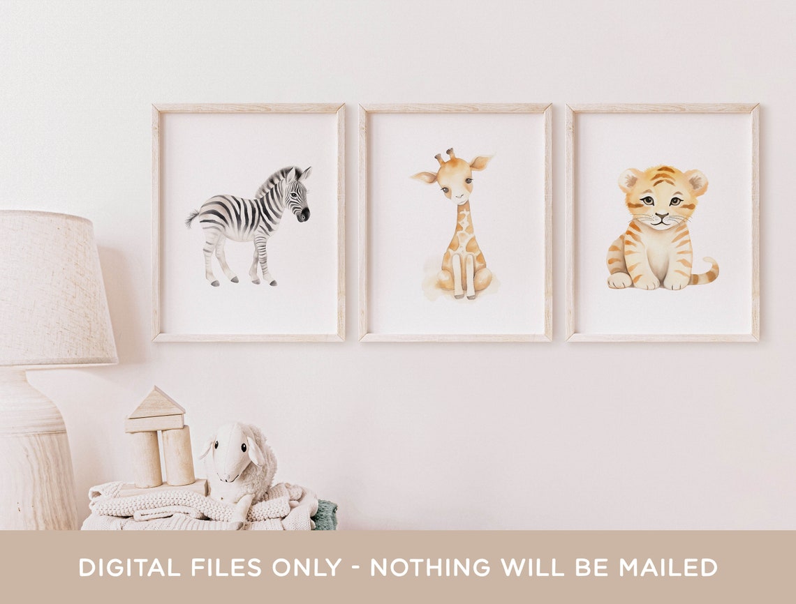 Baby Animals Clipart Bundle - Safari Jungle Zoo Lion Watercolor PNG for ...