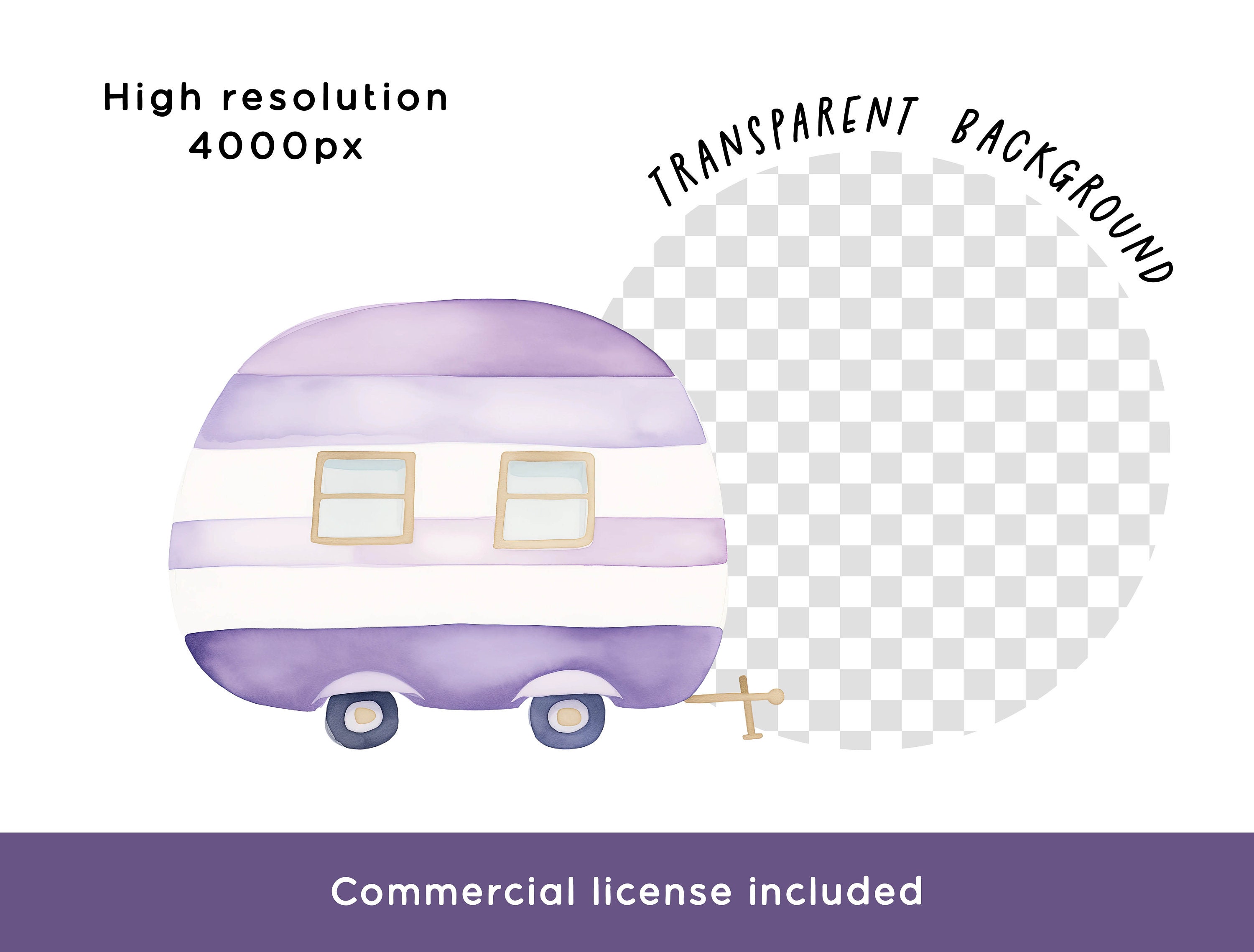 Camping Clipart Bundle, Purple Pastel Adventure Watercolor Camper Tent ...