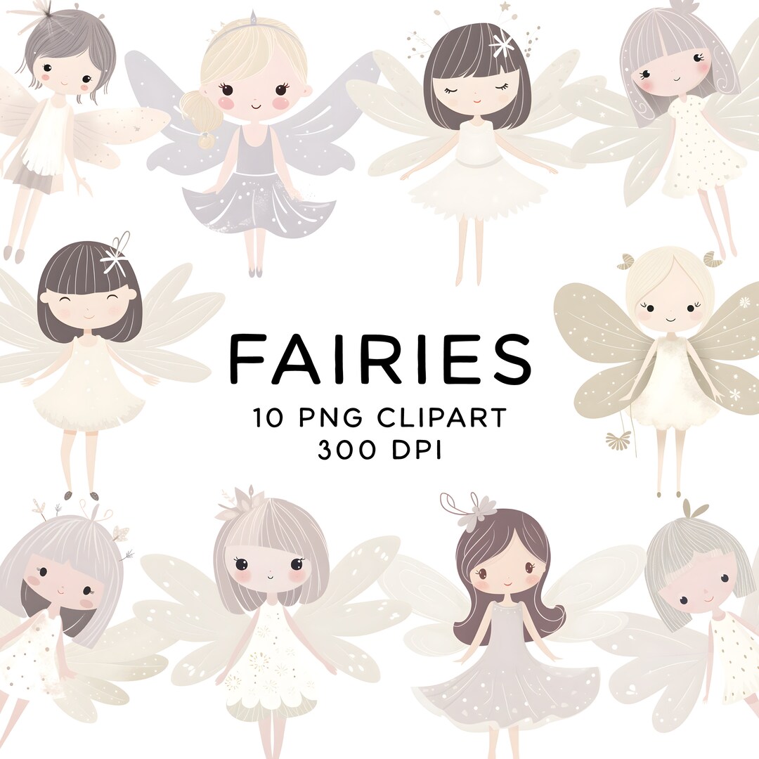 Fairy Clipart Bundle - Pastel Whimsical Sublimation Graphics, Magical ...