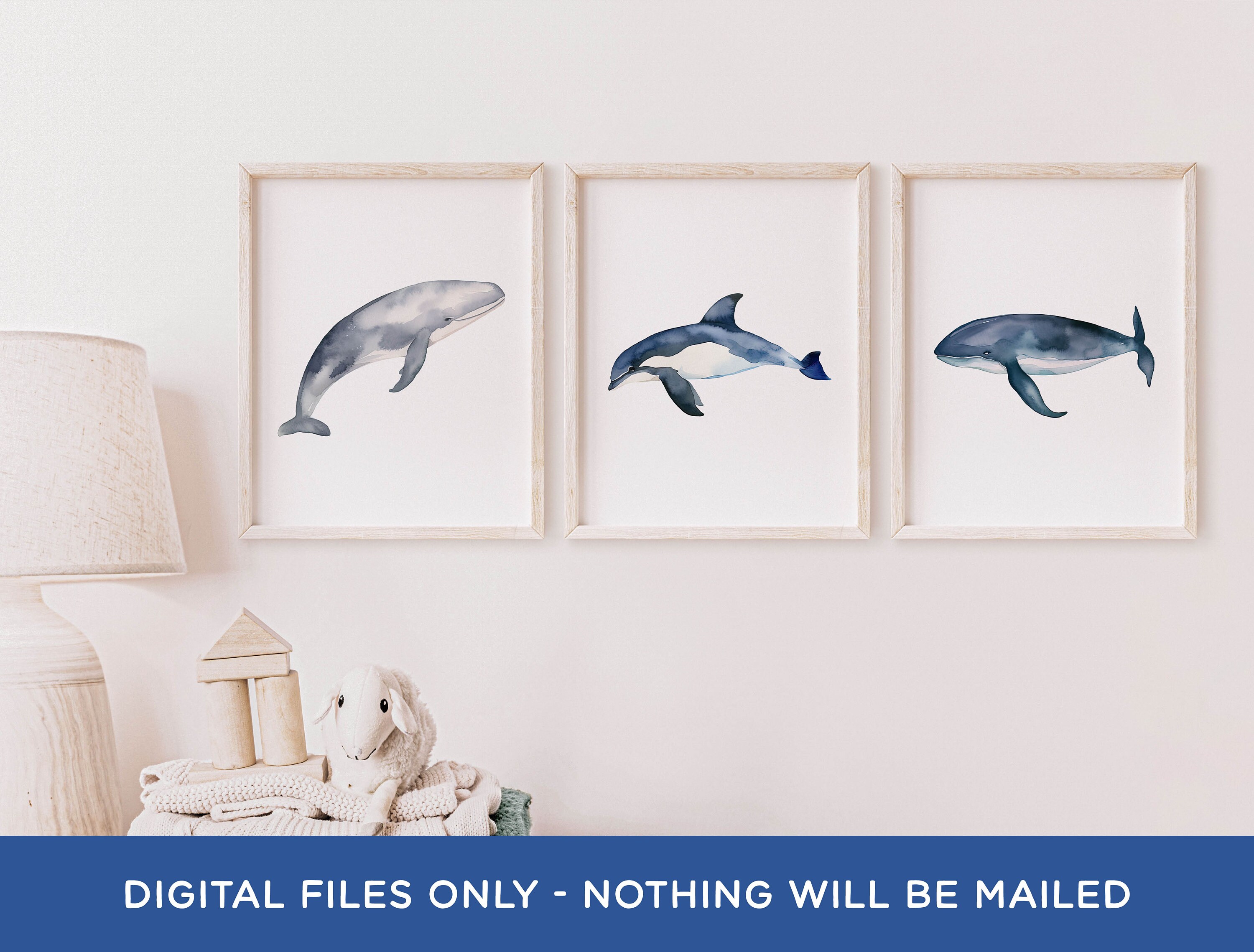 Whale Clipart Bundle Set, Watercolor Ocean Creatures Blue Whale PNG ...