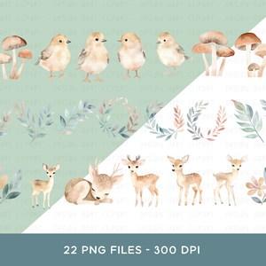 Baby Deer Clipart Bundle Set - Watercolor Woodland Animal Whimsical ...