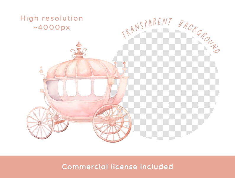 Princess Clipart Bundle, Watercolor Royal Castle Carriage Throne Floral ...