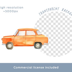 Watercolor Car Clipart Bundle, Colorful Vehicles PNG, Digital Download ...