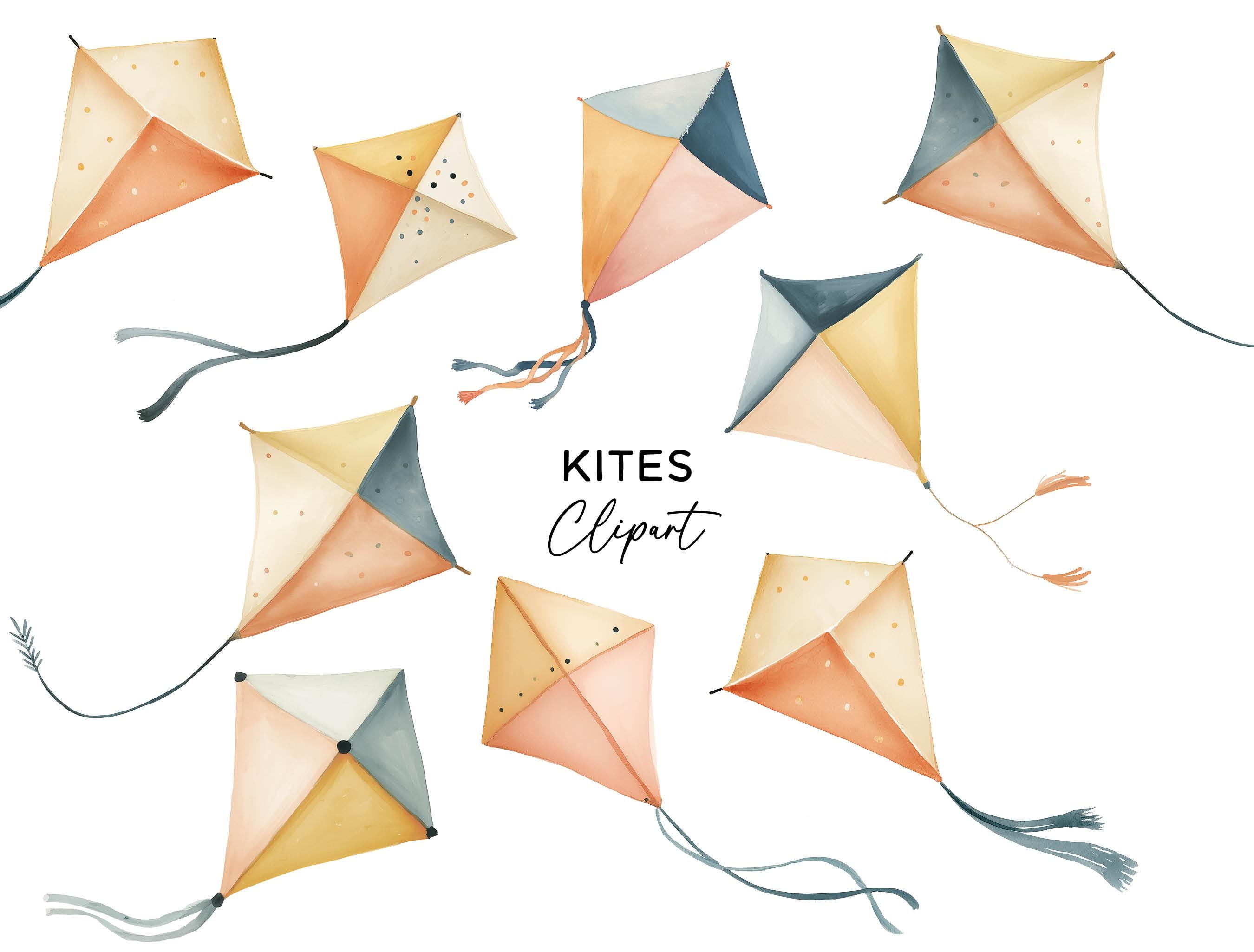Watercolor Kite Clipart Bundle, PNG Graphics Digital Download ...