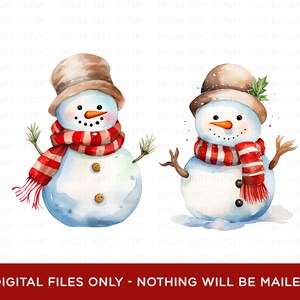 Snowman Clipart Bundle, Watercolor Christmas Holiday PNG Sublimation ...