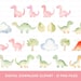 Dinosaur Clipart Bundle - Watercolor Jurassic Prehistoric Cute PNG ...