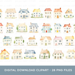 House Clipart Bundle Set, PNG Graphic Digital Download Watercolor ...