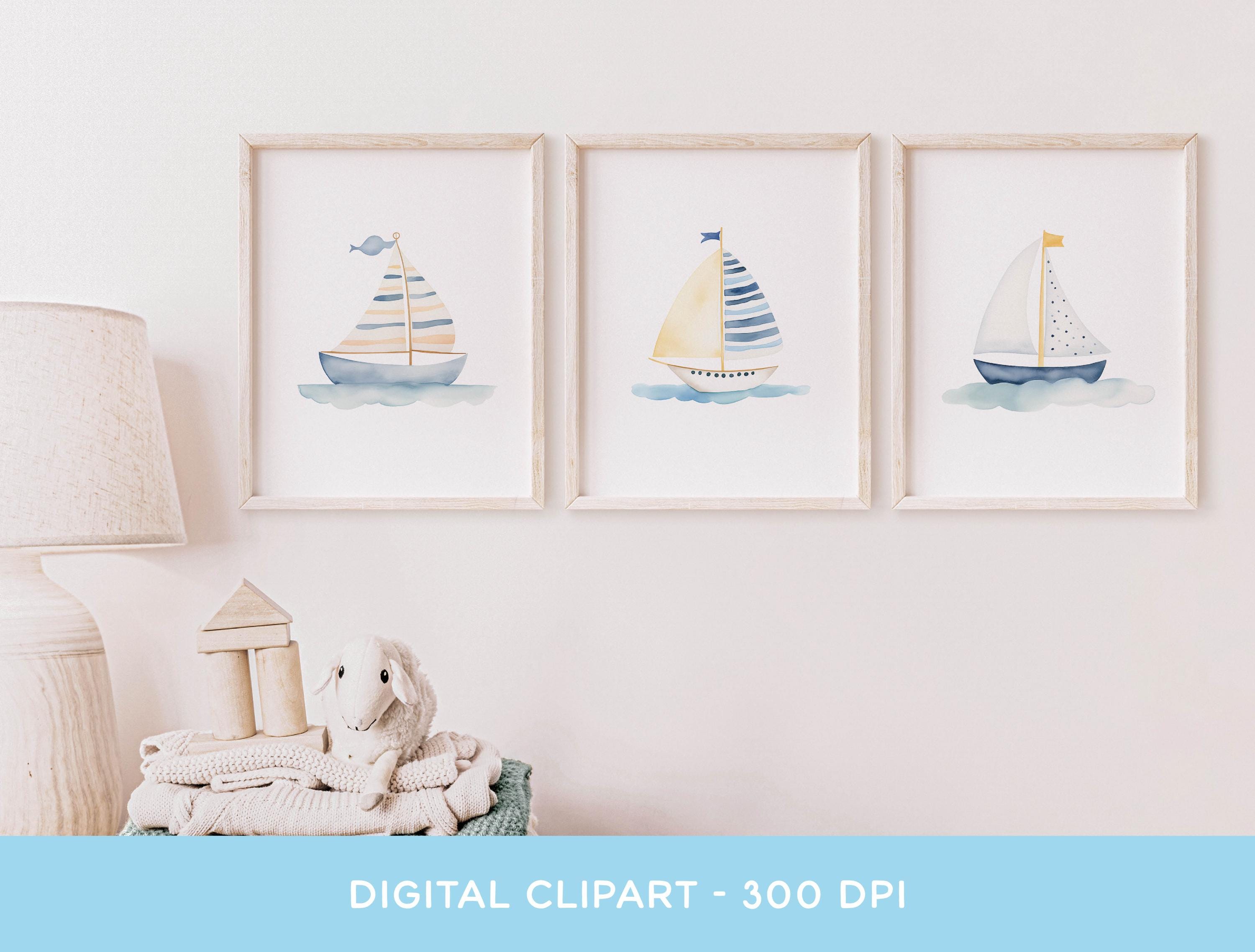 Sailboat Clipart Bundle Set, Watercolor Colorful Kids Sailing Boats ...