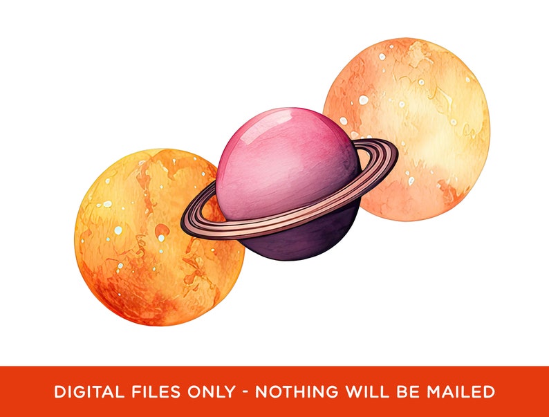 Watercolor Planets Clipart Bundle, Galaxy Space Graphics PNG Digital ...